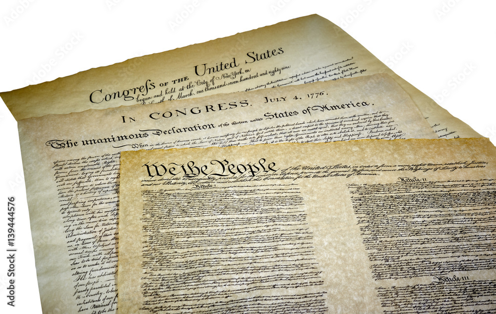 Constitution, Declaration of Independence, Bill of Rights Stock Photo ...