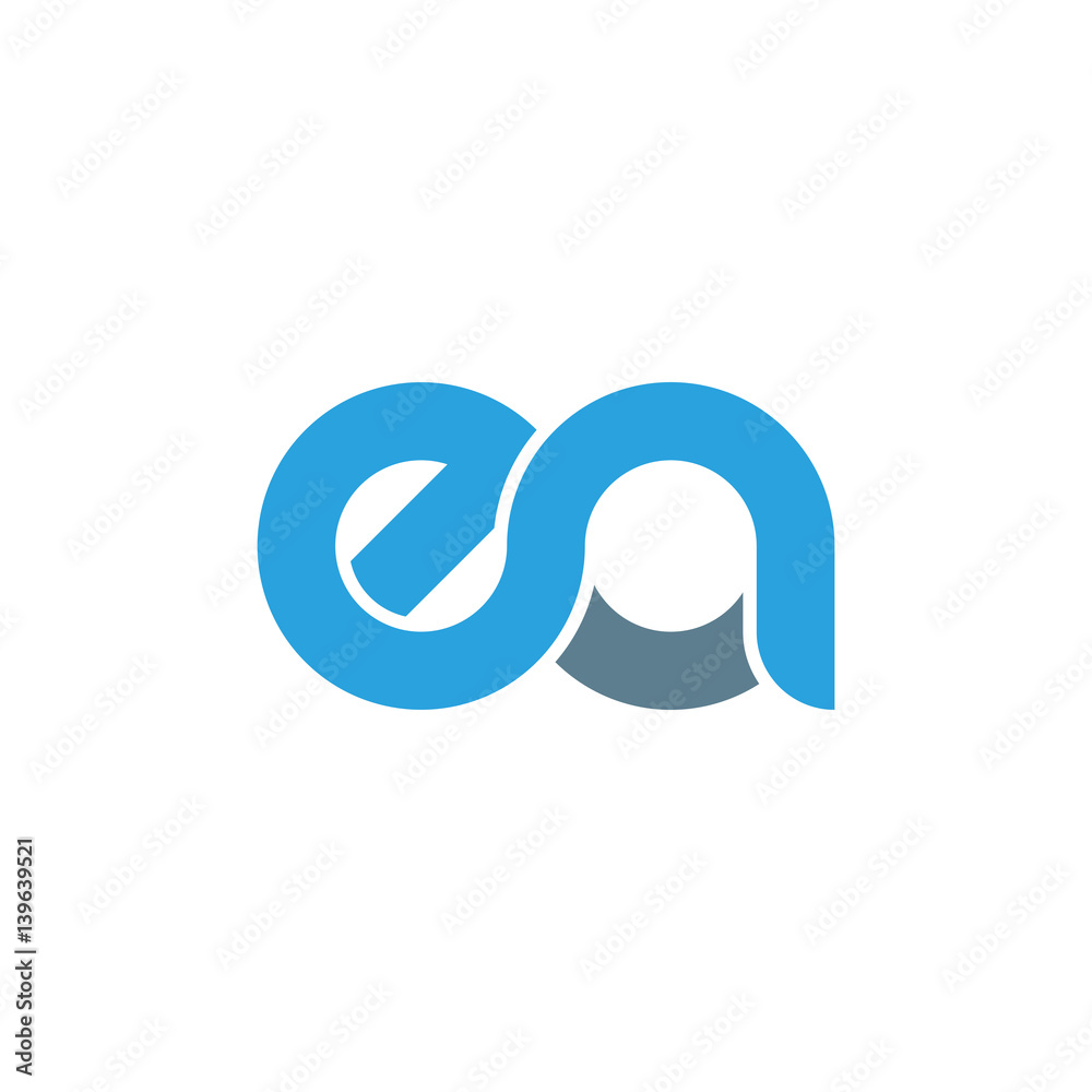 Initial letter ea modern linked circle round lowercase logo blue gray ...