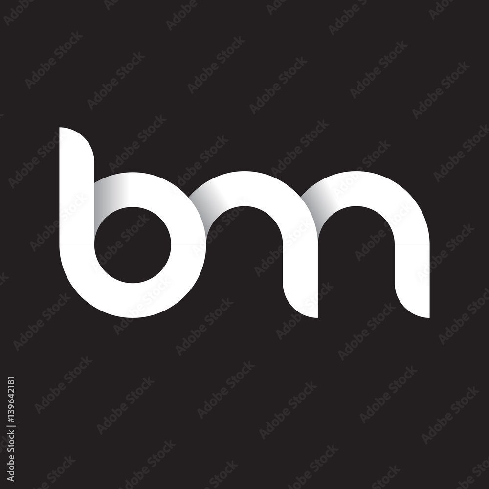 Initial lowercase letter bm, linked circle rounded logo with shadow ...