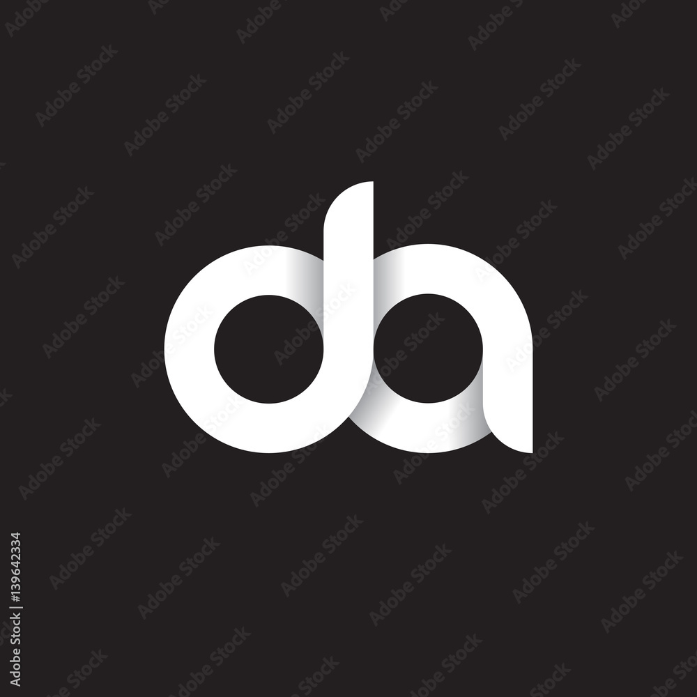 Initial lowercase letter da, linked circle rounded logo with shadow ...