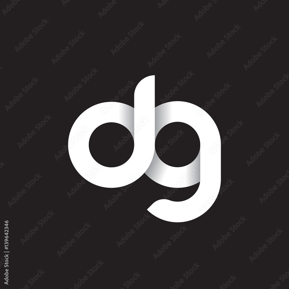 Initial lowercase letter dg, linked circle rounded logo with shadow ...