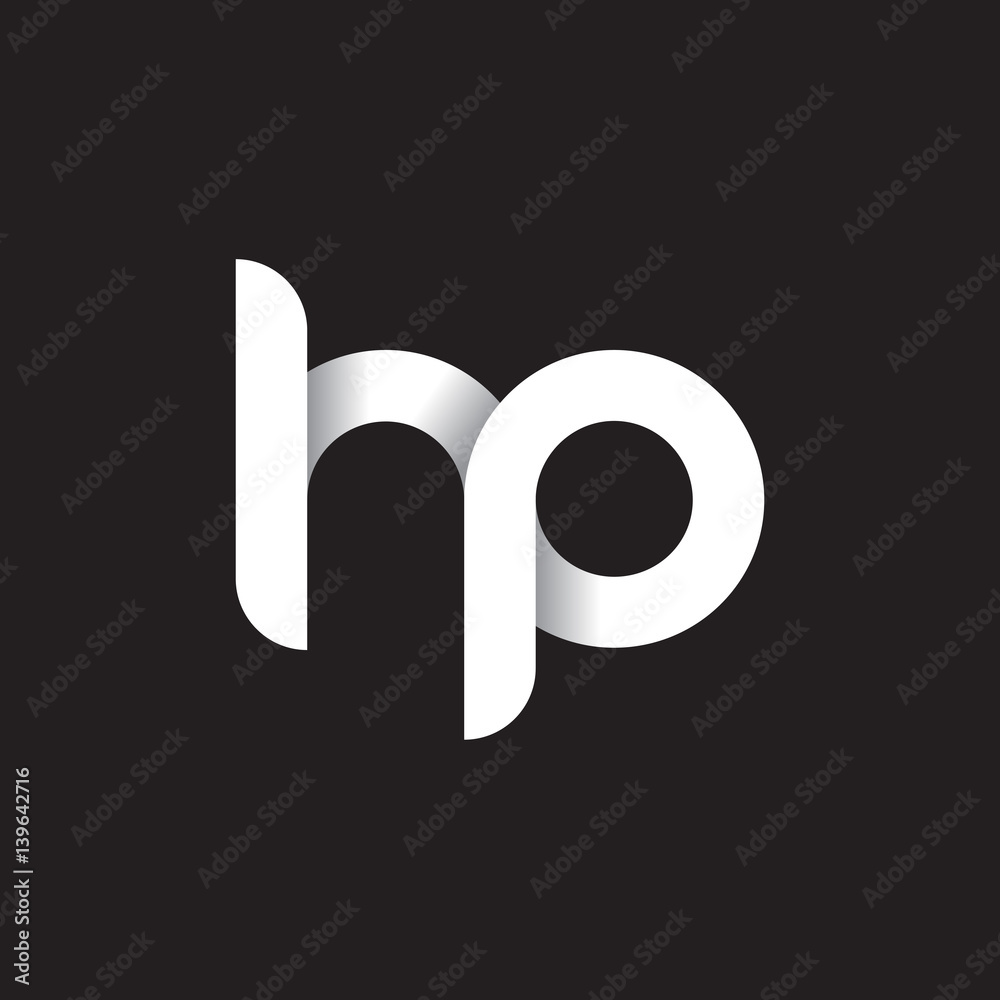 Initial lowercase letter hp, linked circle rounded logo with shadow ...