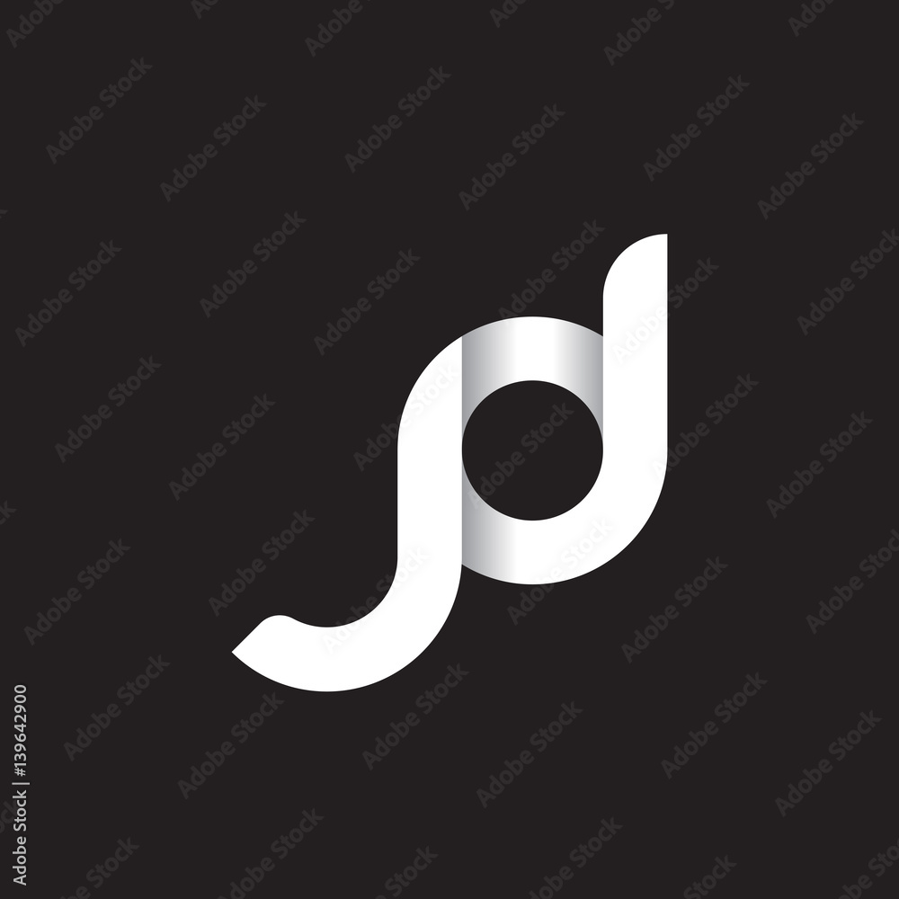 Initial lowercase letter jd, linked circle rounded logo with shadow ...