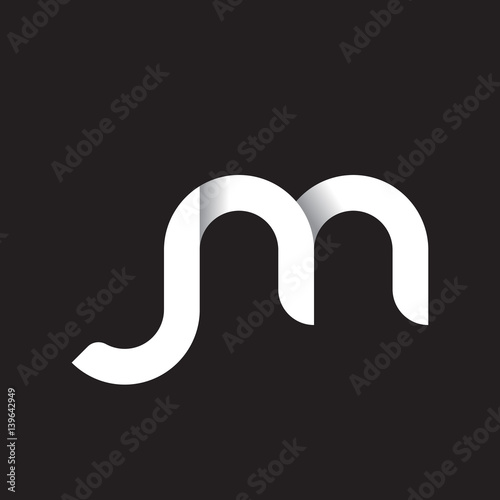 Initial lowercase letter jm, linked circle rounded logo with shadow ...