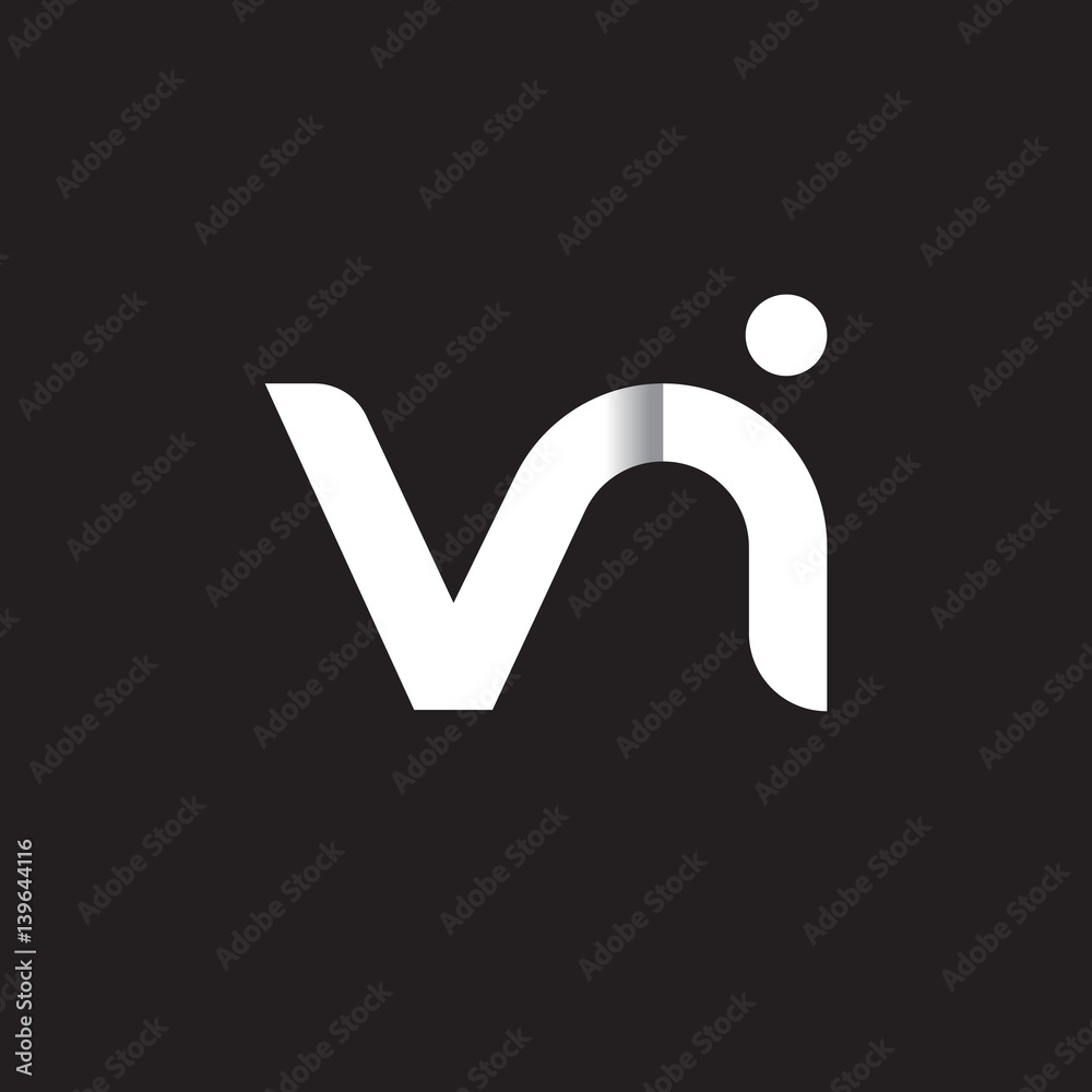 Initial lowercase letter vi, linked circle rounded logo with shadow ...