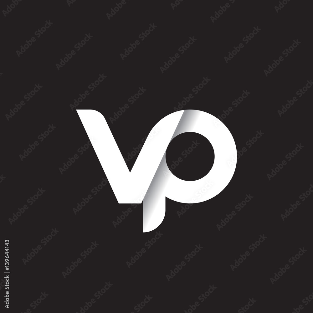 Initial lowercase letter vp, linked circle rounded logo with shadow ...