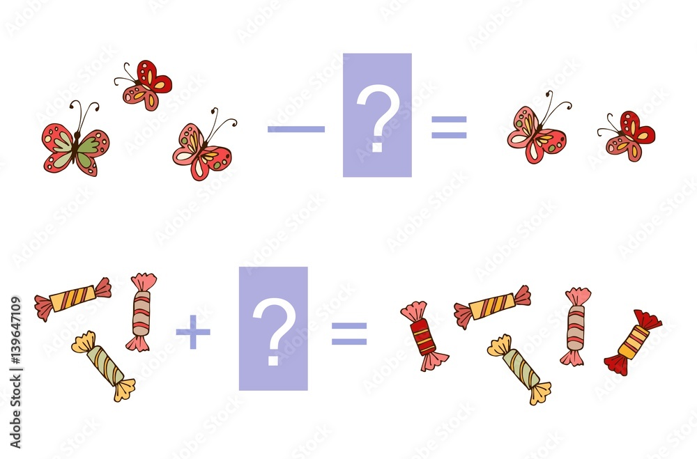 Educational game for children. Cute illustration of mathematical ...