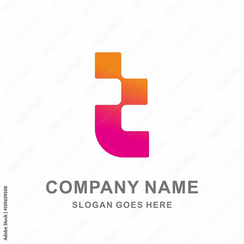 Monogram Letter T Square Pixel Data Link Connection Technology Computer ...