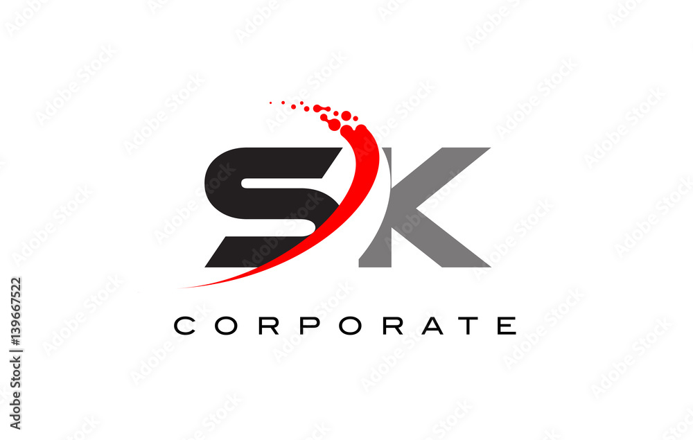 SK Modern Letter Logo Design with Swoosh Stock Vector | Adobe Stock