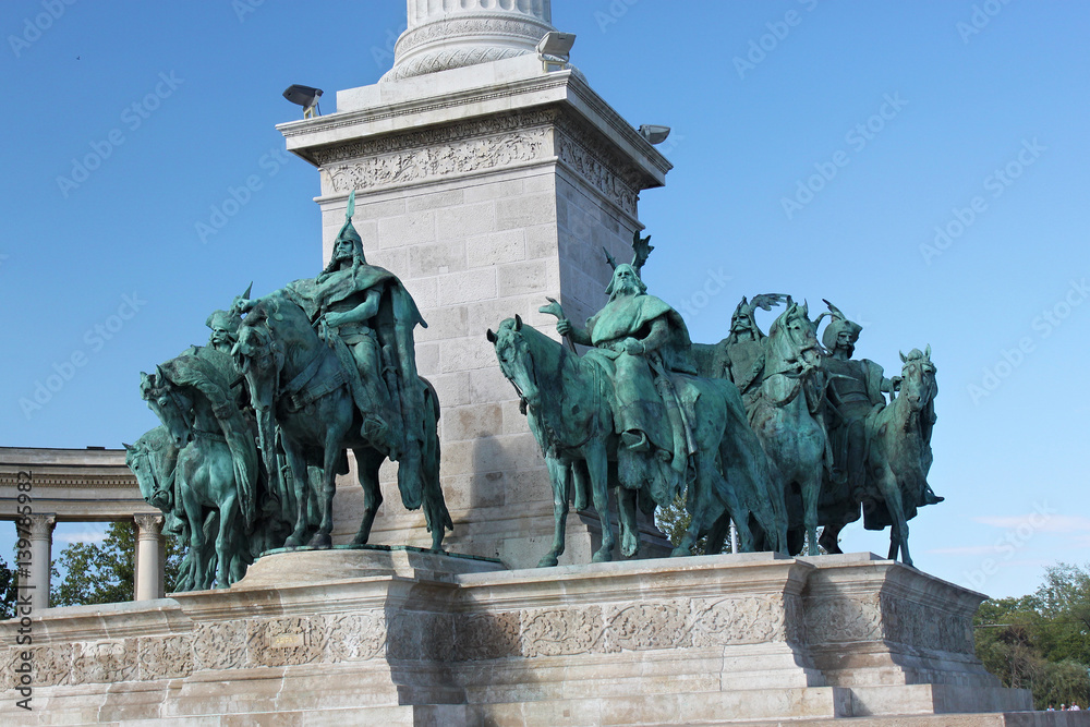 Statues of the legendary Seven Chieftains on the Heroes' Square in ...