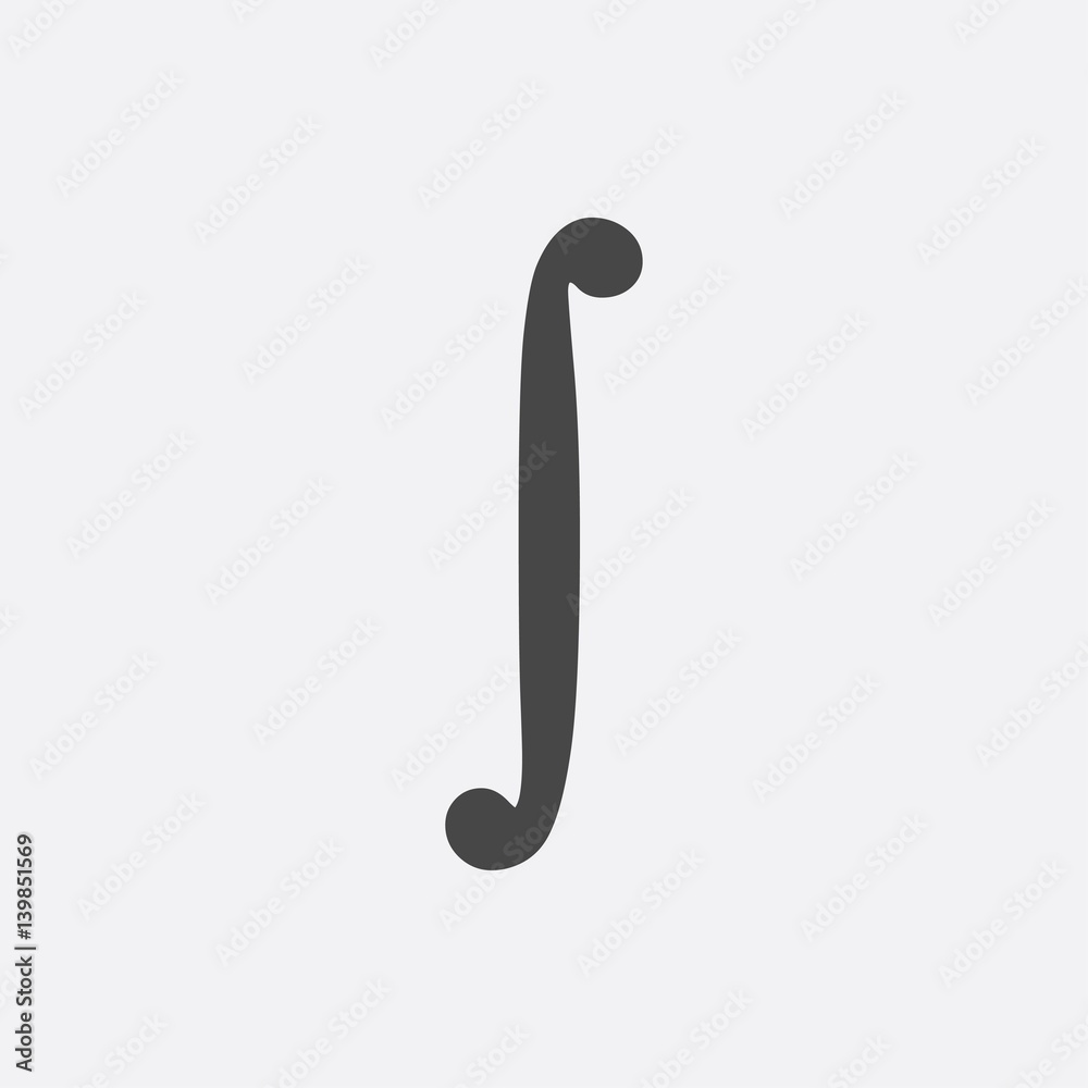 Gray integral icon isolated on white background. Trendy math symbol ...