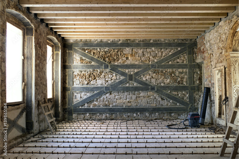 Renovation of old medieval house with injecting walls with special ...