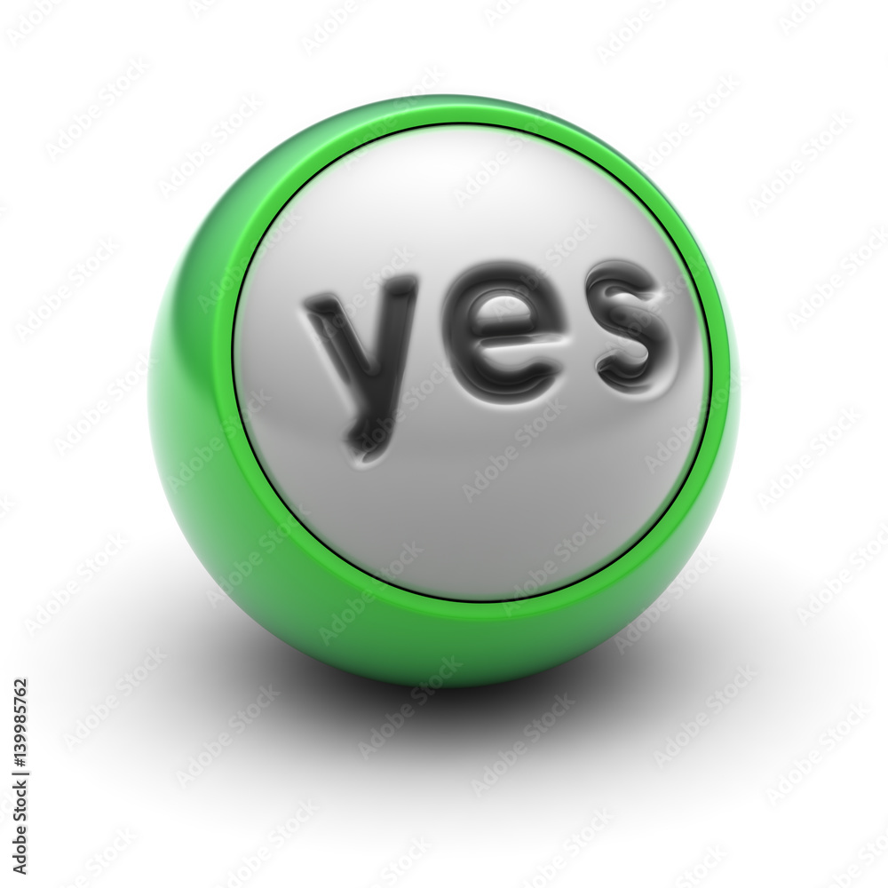 Stock-Illustration „"yes" Icon on the Ball.“ | Adobe Stock