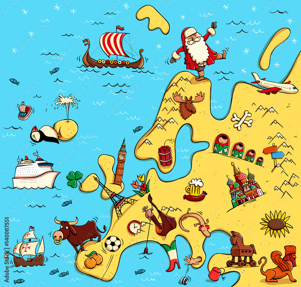 Illustrated Map of Europe Stock Vector | Adobe Stock