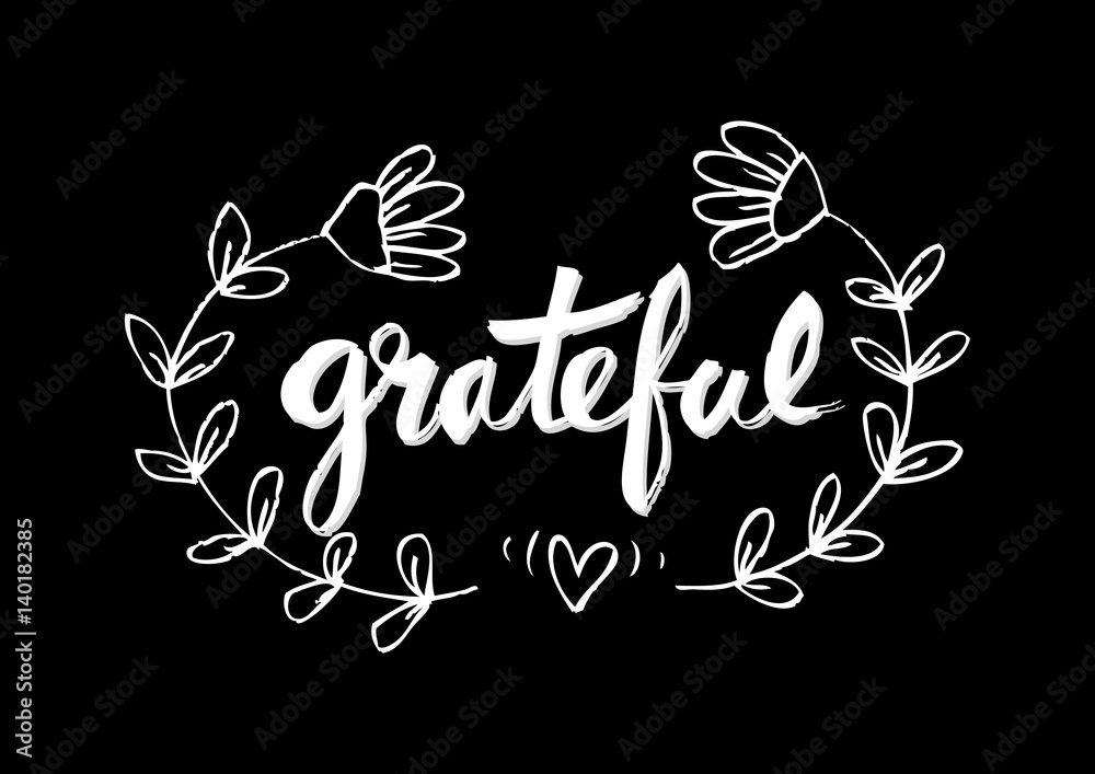 Grateful, hand lettering. Modern calligraphy. Stock Illustration ...
