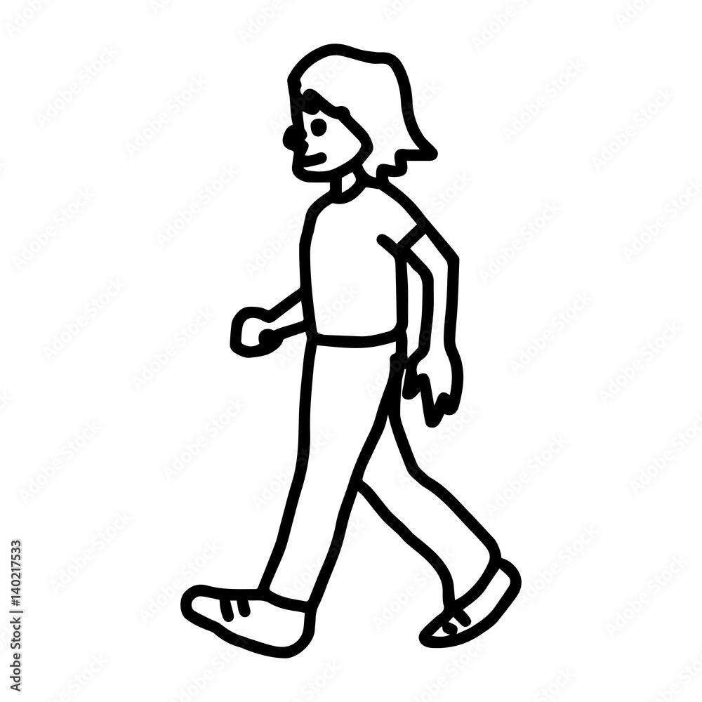 man walking to the left - vector illustration sketch hand drawn ...