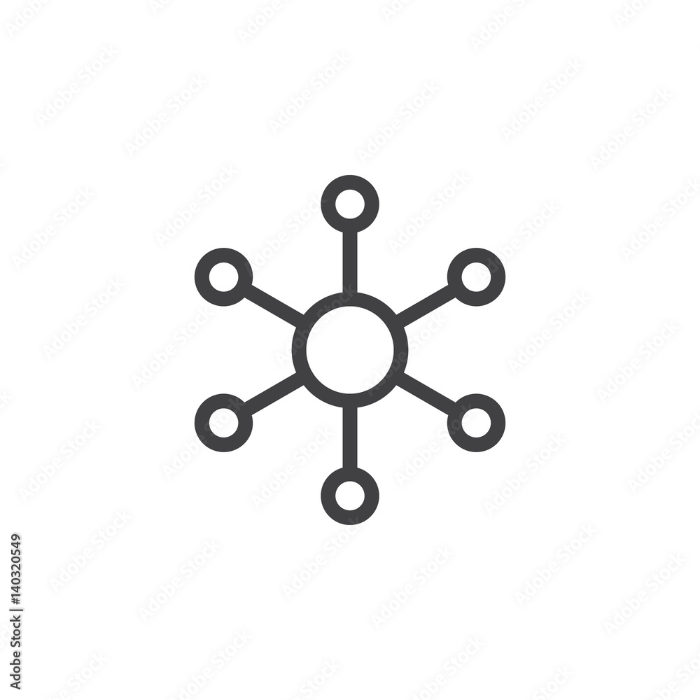Hub and spoke line icon, outline vector sign, linear style pictogram ...