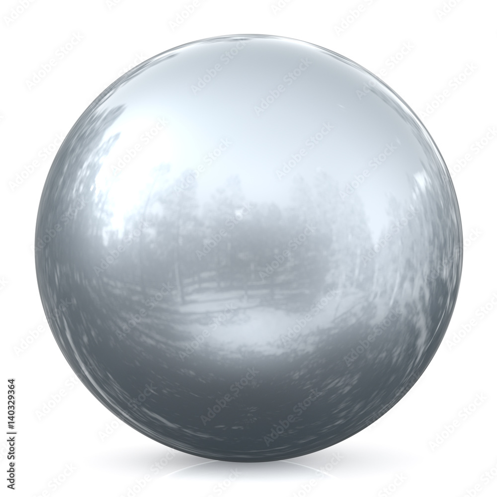 Sphere round button silver white ball chrome basic circle geometric shape solid figure simple ...
