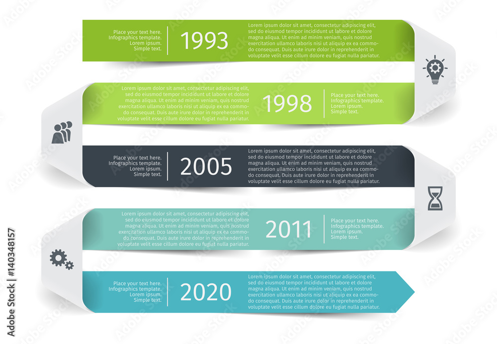 Modern colorful template business concept timeline ribbon arrow ...