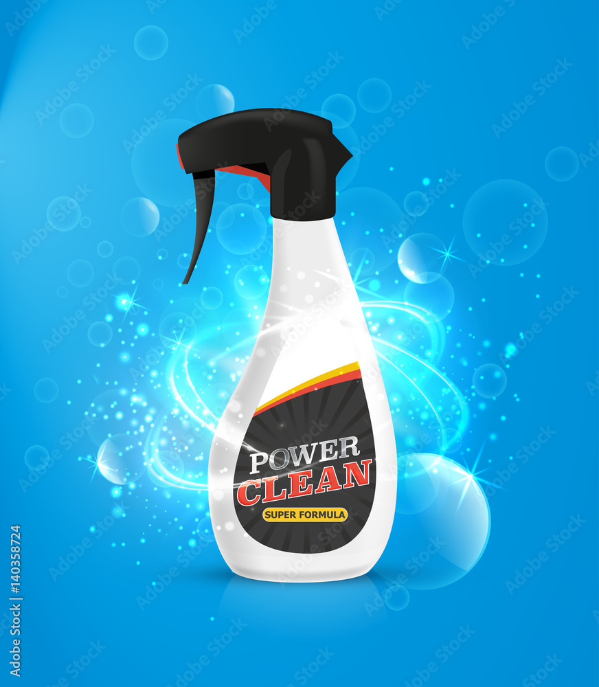 cleaner spray bottle, promotional vector template infographics design ...