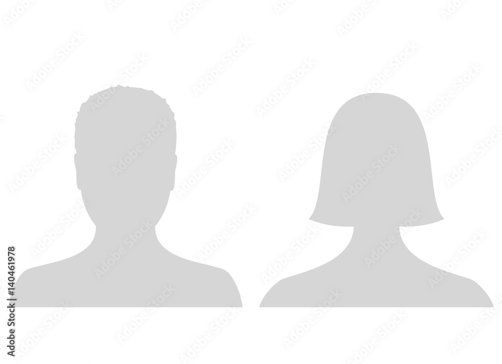 Default male and female avatar profile picture icon. Grey man and woman ...