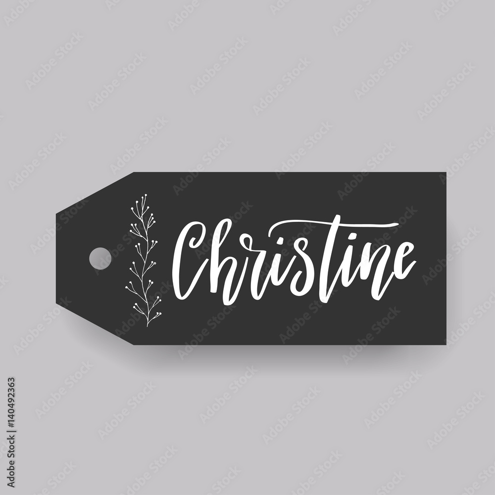 Stock-Vektorgrafik „Common female first name Doris on a tag. Hand drawn ...