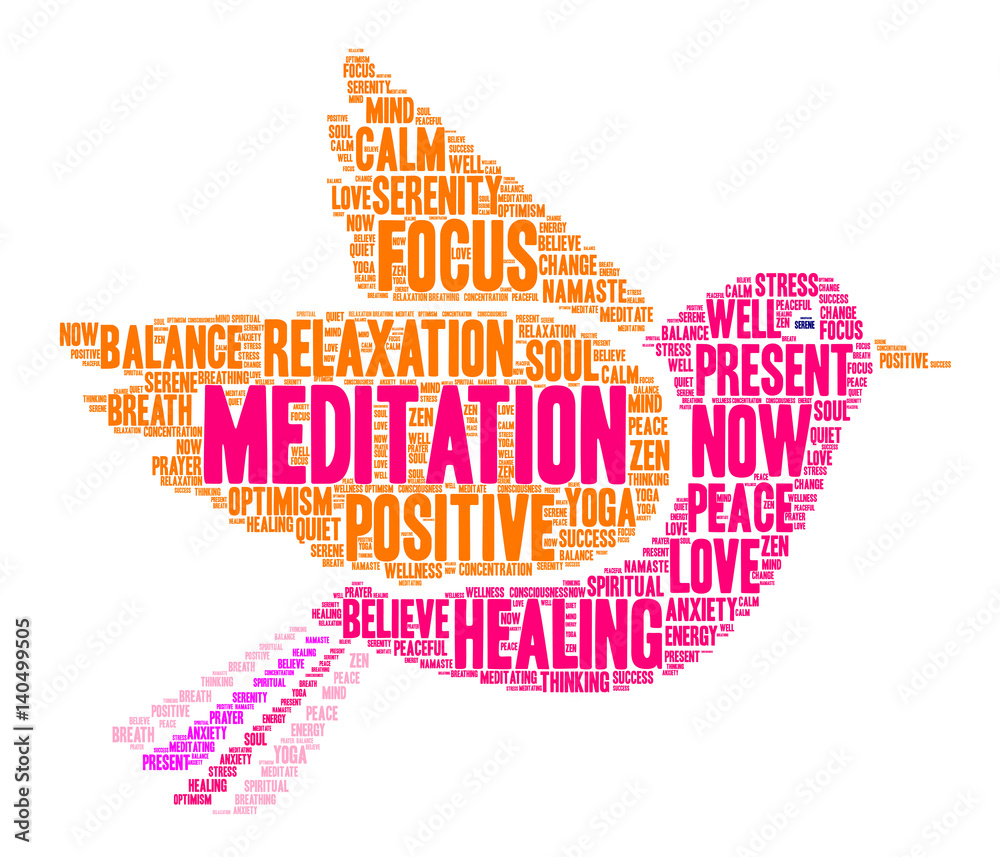 Meditation Word Cloud on a white background. Stock Vector | Adobe Stock