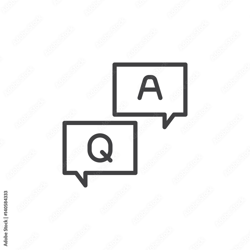 Stock-Vektorgrafik „FAQ, questions and answers line icon, outline ...