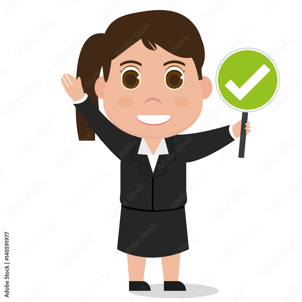 Businesswoman, check mark signal Stock Vector | Adobe Stock