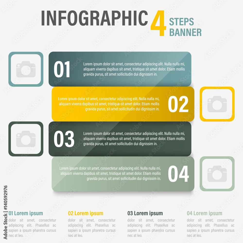 Infographic four steps vector banner. Part 8. Stock Vector | Adobe Stock