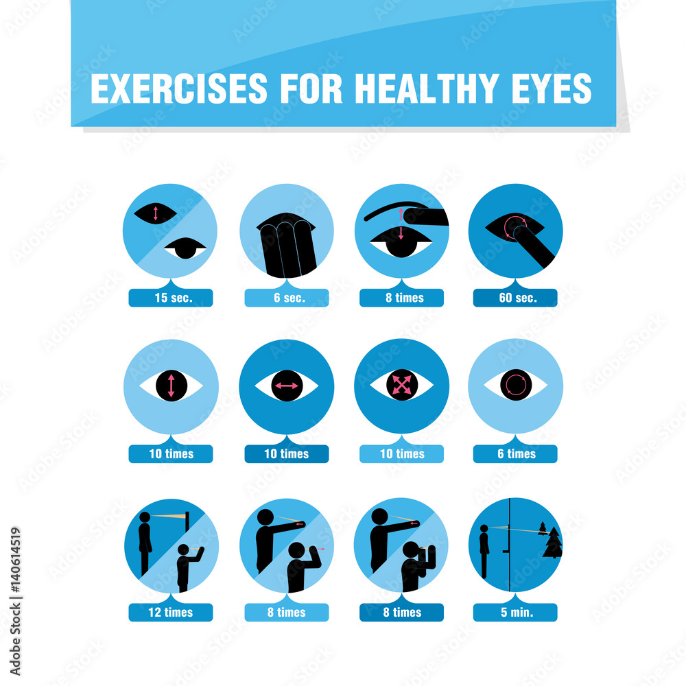 Exercises for healthy eyes. Vector clip art illustration. Stock Vector ...