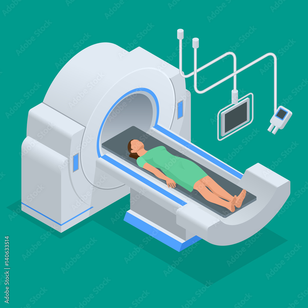 Magnetic resonance imaging MRI of the body. Flat isometric illustration ...
