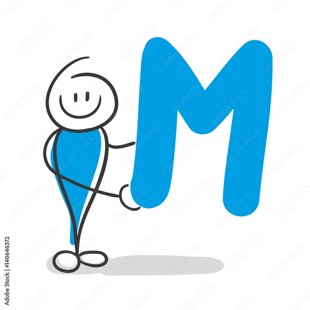 Stick Figure Series Blue / Alphabet M Stock Vector | Adobe Stock