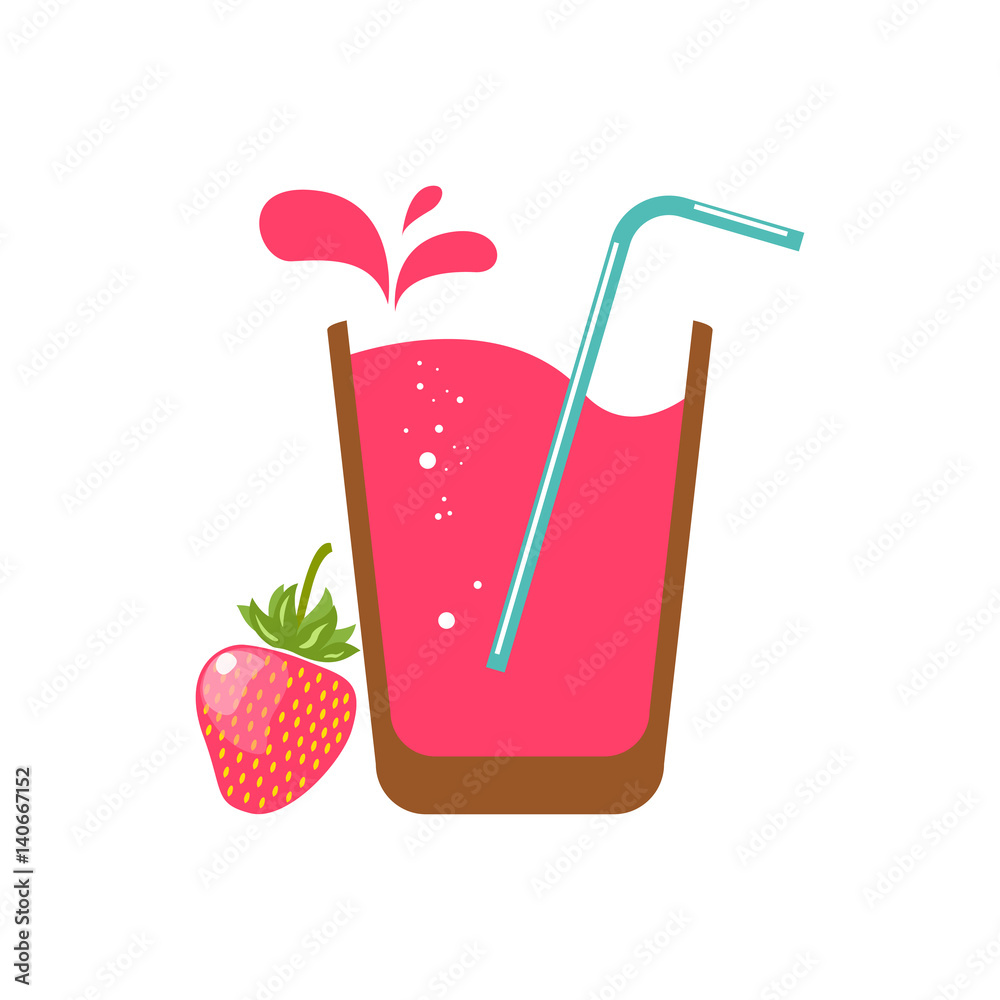Stock-Vektorgrafik „Vector illustration of fresh strawberry juice ...