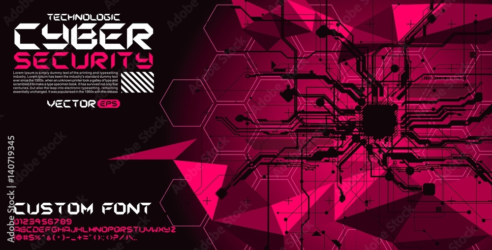Font lettering with circuits hi-tech background abstract cyberpunk ...