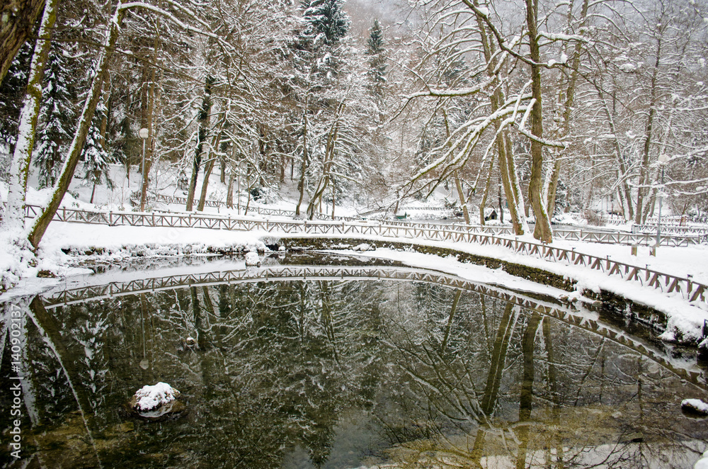 Spring of the Bosna river, park Vrelo Bosne near Sarajevo - Bosnia and ...