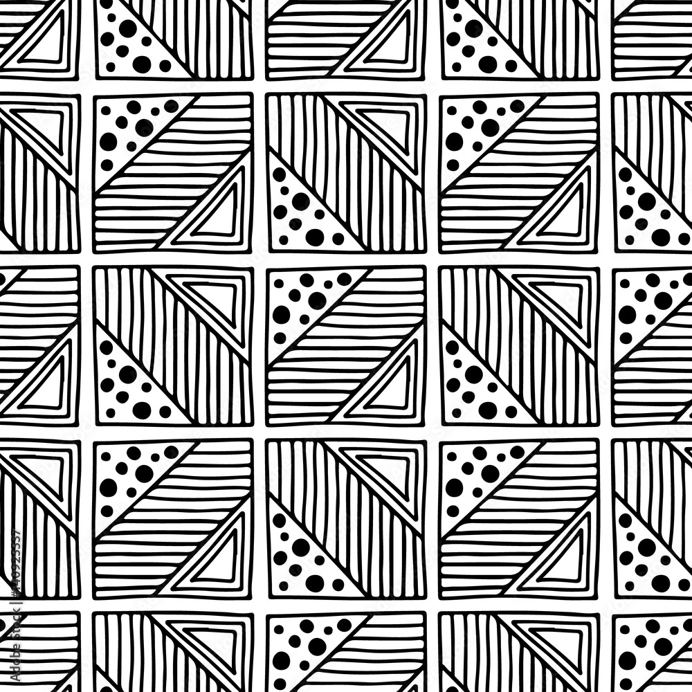 Seamless vector pattern. Black and white geometrical background with ...