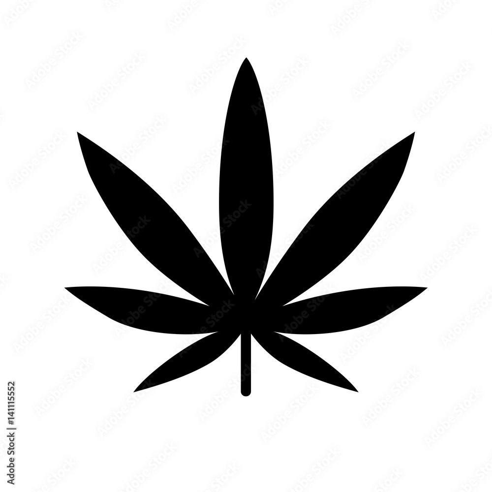 Stock-Vektorgrafik „Schwarzes einfaches Symbol - Hanf Blatt“ | Adobe Stock