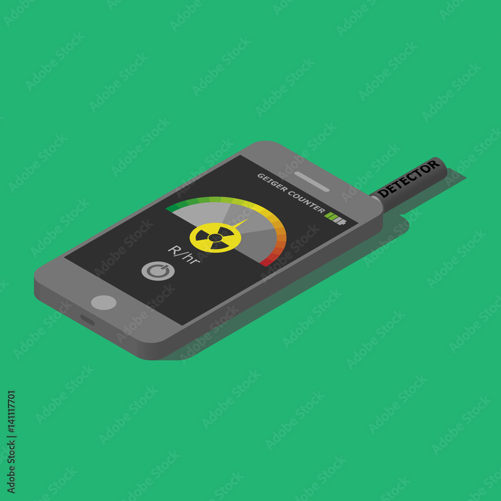 hand radiometer check the radiation pollution. Isometric vector ...