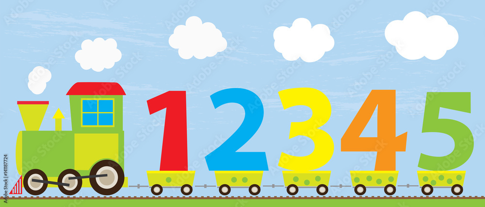 cartoon train with numbers 1-5/ educational vector illustration for ...
