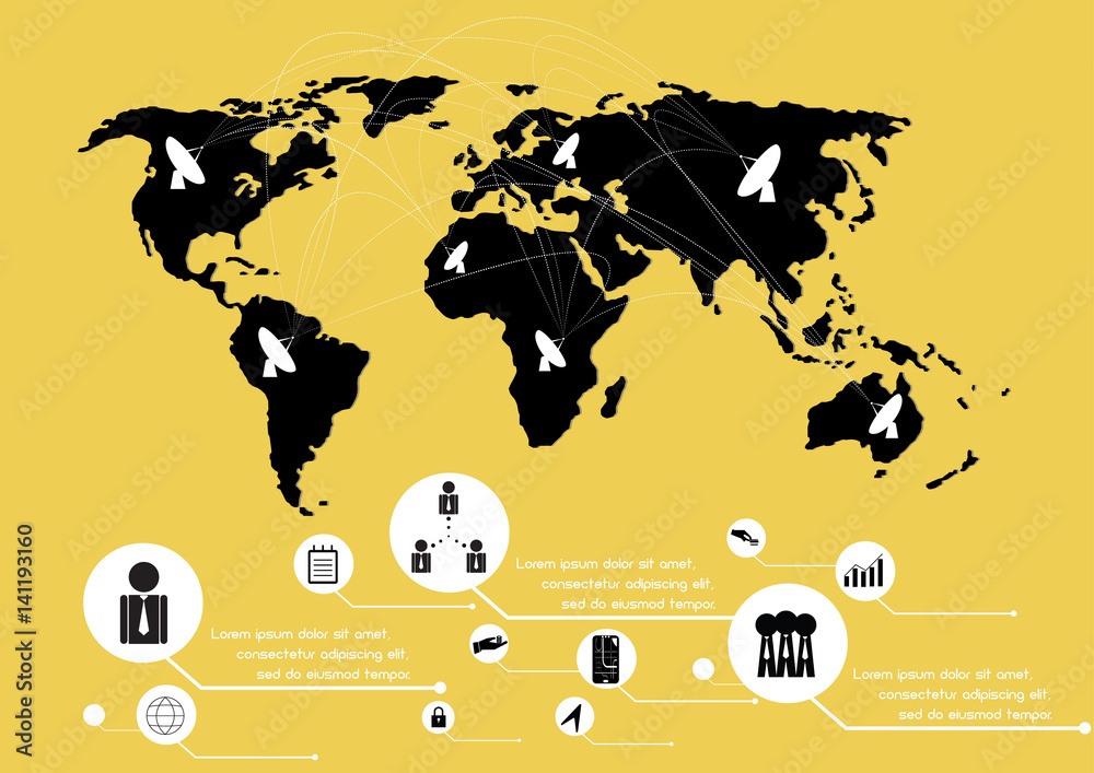 World Map and Connection., vector illustration Stock Vector | Adobe Stock