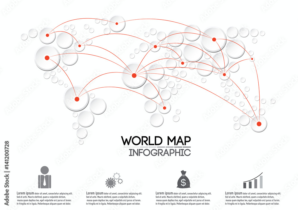 World Map and Connection, vector illustration. Stock Vector | Adobe Stock