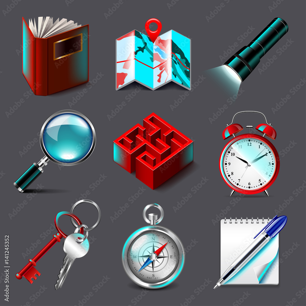 Stock-Vektorgrafik „Quest icons vector set“ | Adobe Stock