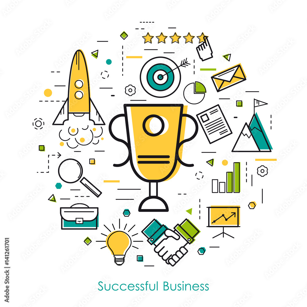 Line Art Concept - Successful Business Stock Vector | Adobe Stock