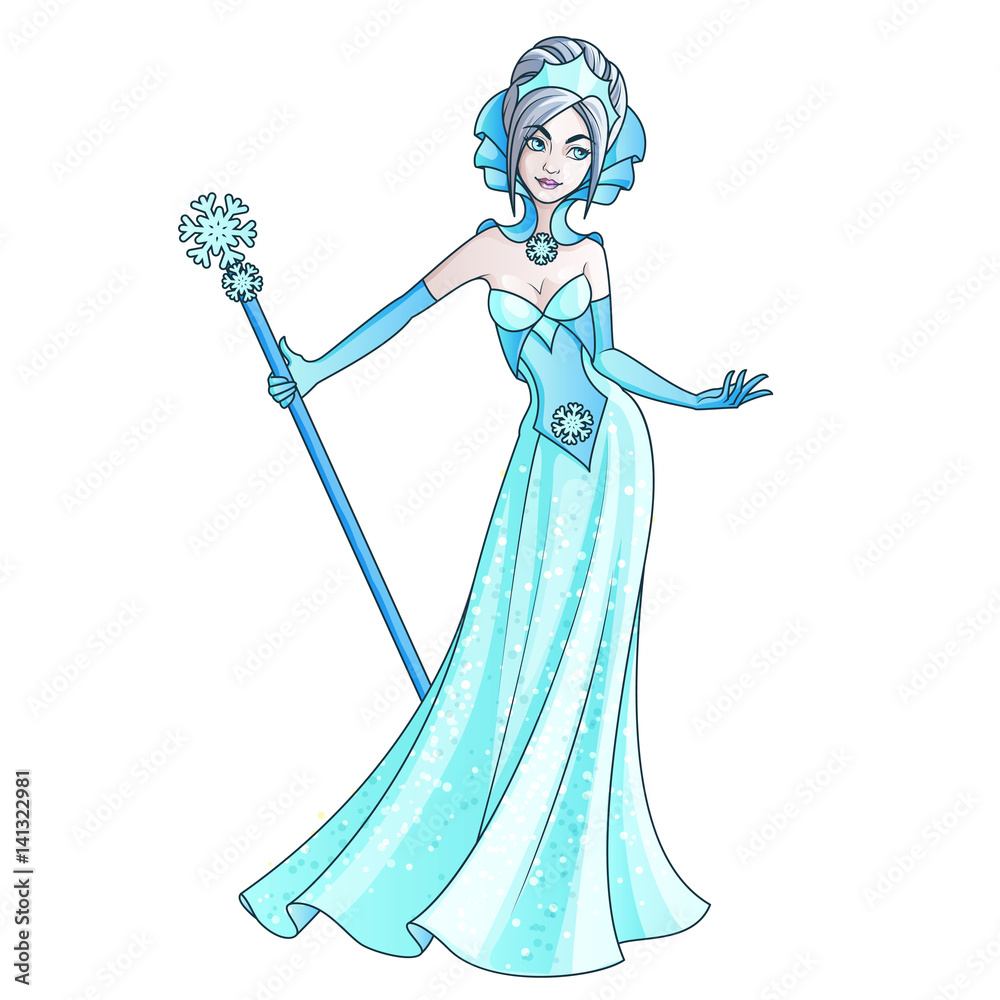 Snow Queen fairy tale character Stock Vector | Adobe Stock