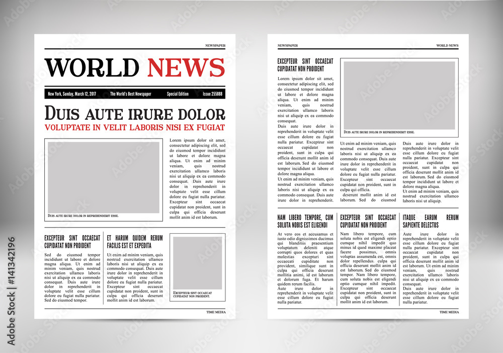 Vintage vector newspaper. Journal template. Old paper tabloid on ...