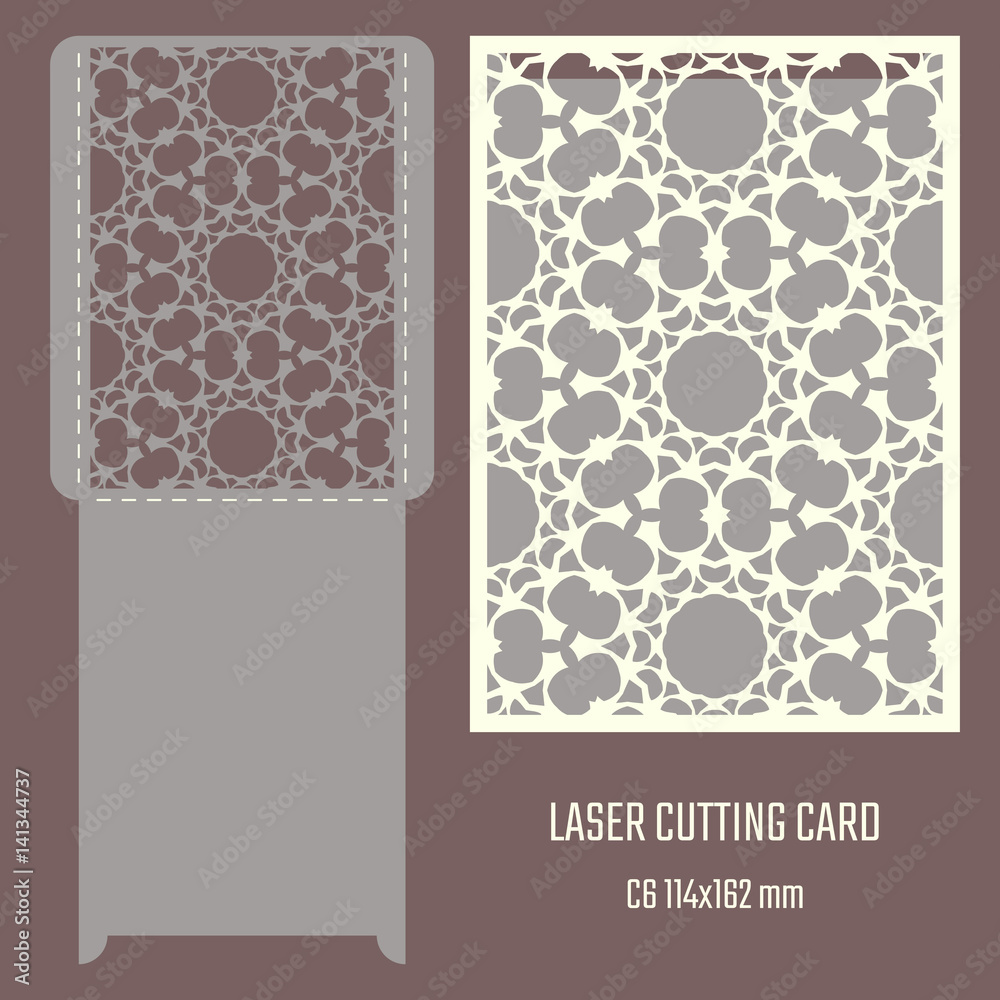 DIY laser cutting vector envelope. Wedding die cut invitation template ...