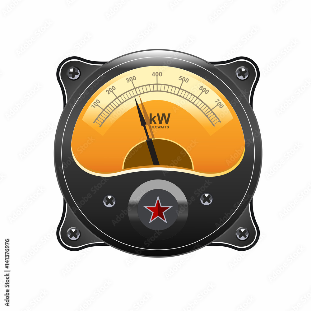 Realistic electronic analog VU signal meter Stock Vector | Adobe Stock