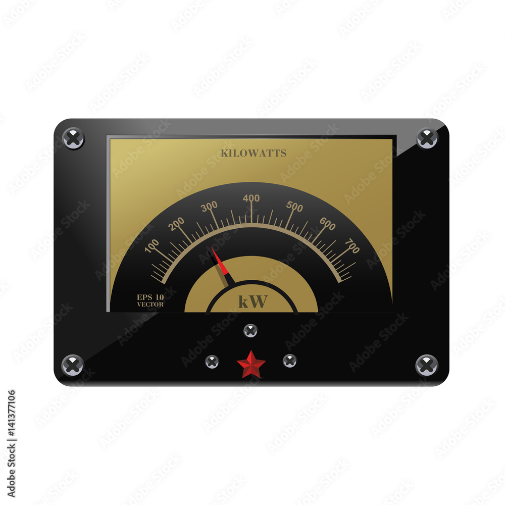 Realistic electronic analog VU signal meter Stock Vector | Adobe Stock