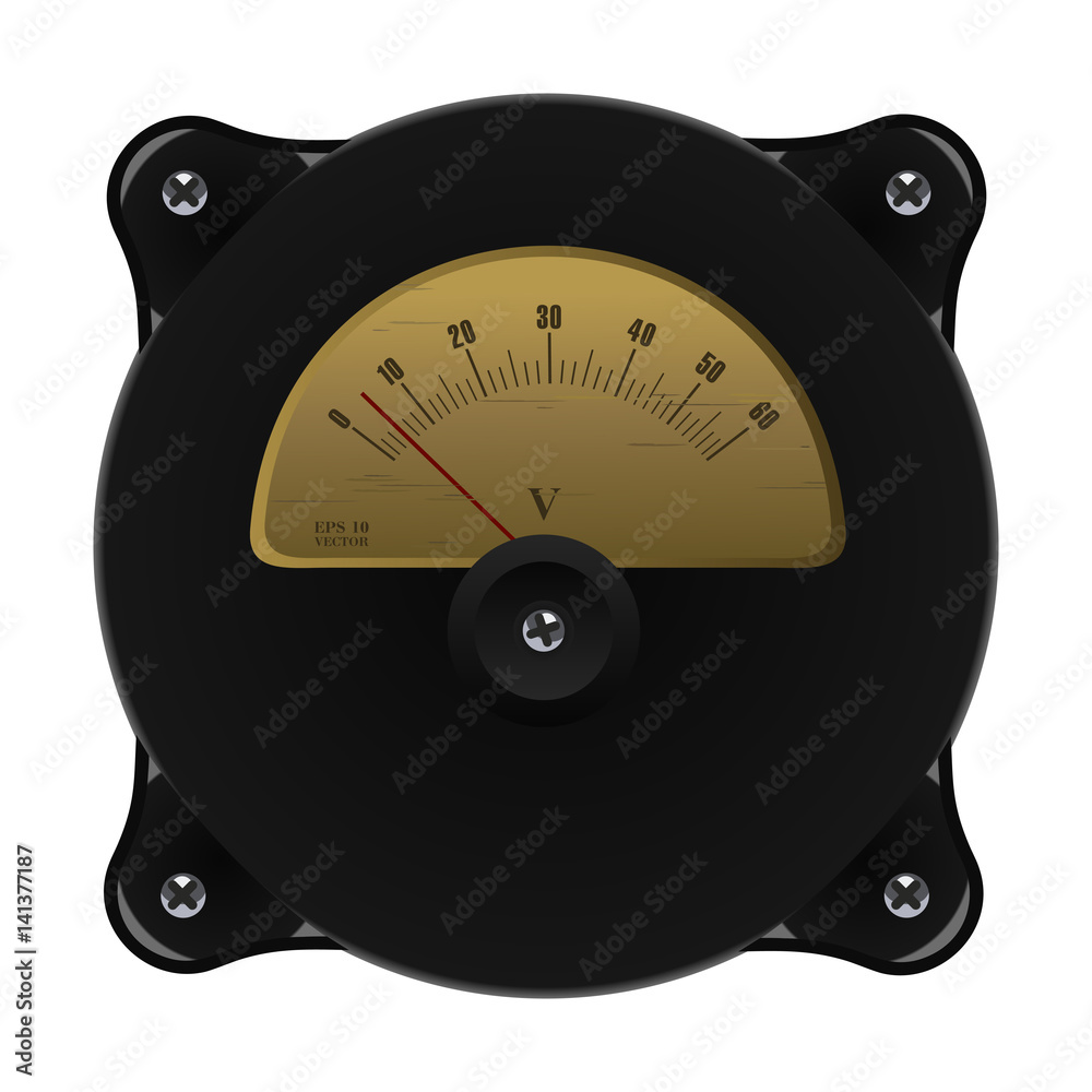 Realistic electronic analog VU signal meter Stock Vector | Adobe Stock